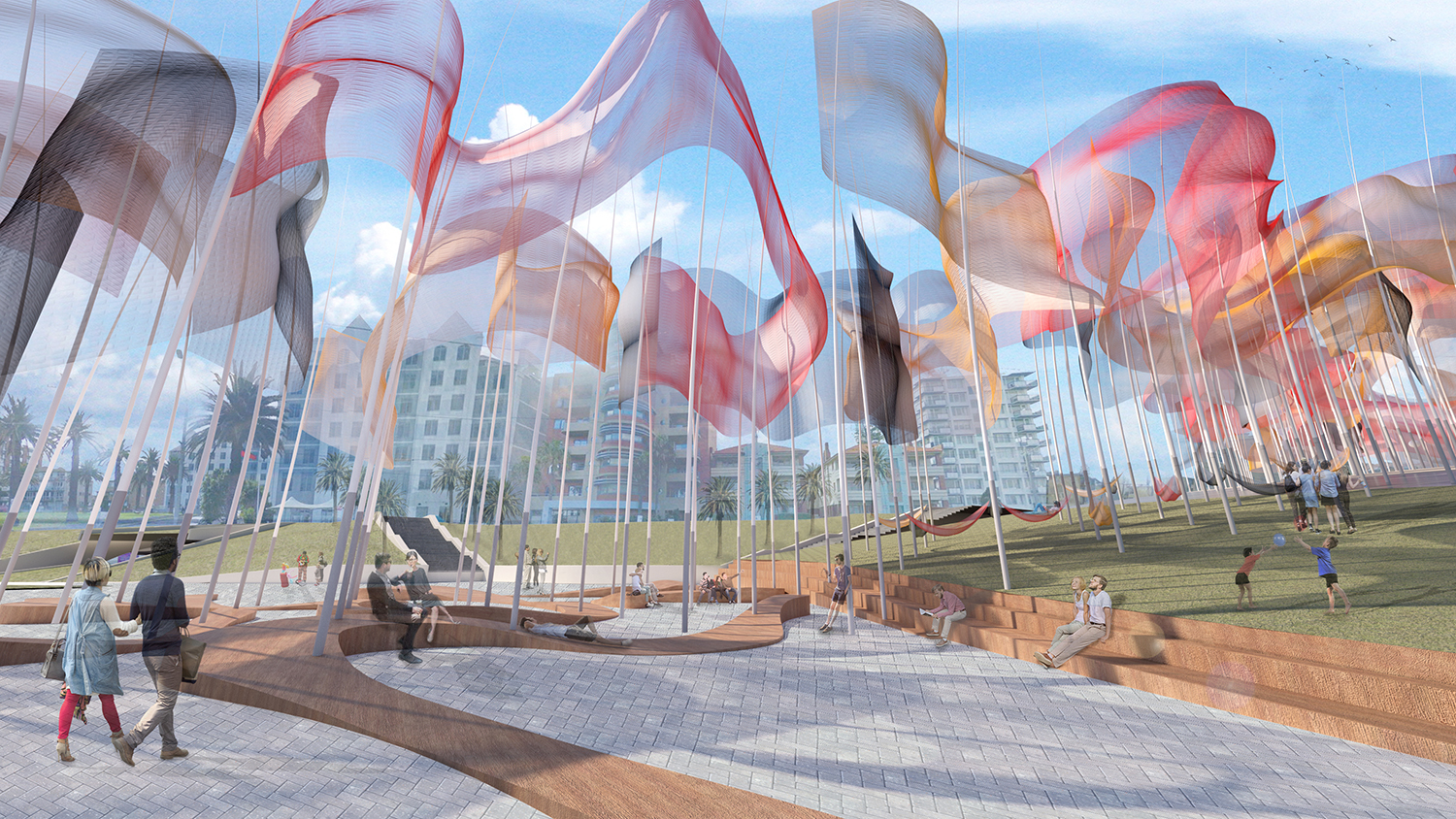 Dreamtime: a colorful field of energy-generating flags for Melbourne ...