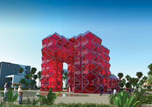 Red Giant Bestows Clean Energy Upon the City — Land Art Generator