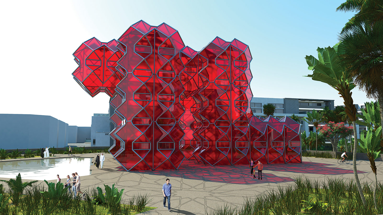 Red Giant Bestows Clean Energy Upon the City — Land Art Generator
